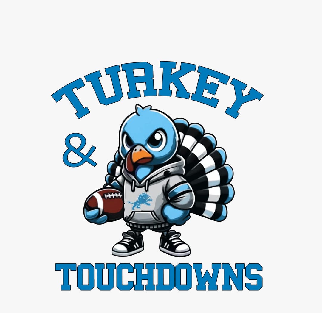 Pavo y touchdowns, diseño PNG de fútbol americano para el Día de Acción ...