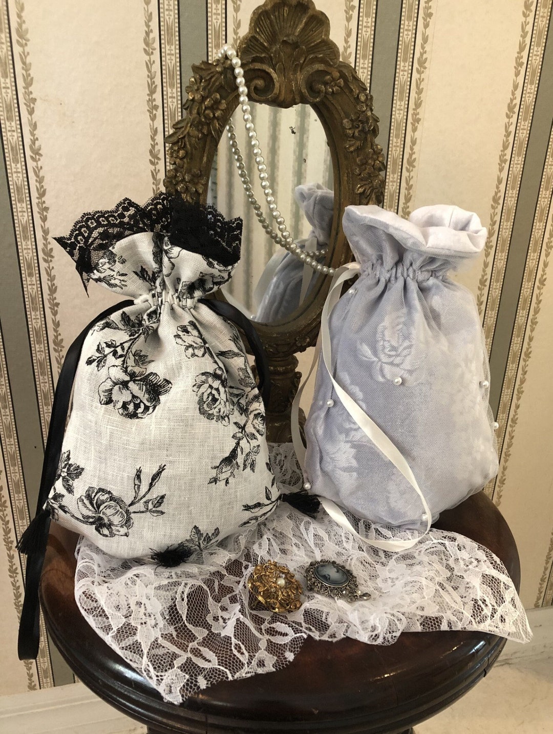 Regency Drawstring Purse Jane Austen, Victorian Purse, Edwardian Purse ...