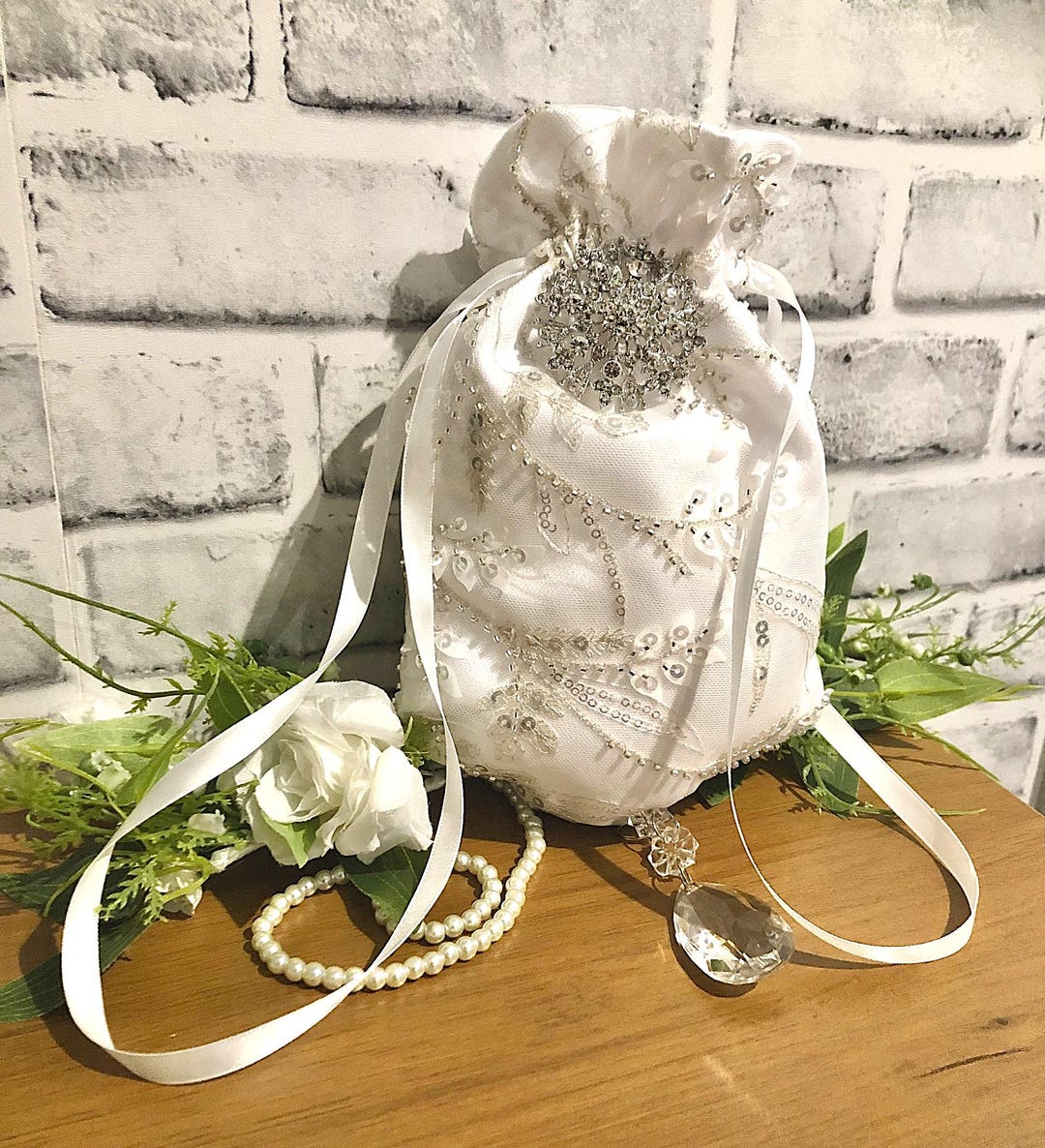 Bridal Jewel Drawstring Purse, Bridgerton, Bridal Accessories, Wedding ...
