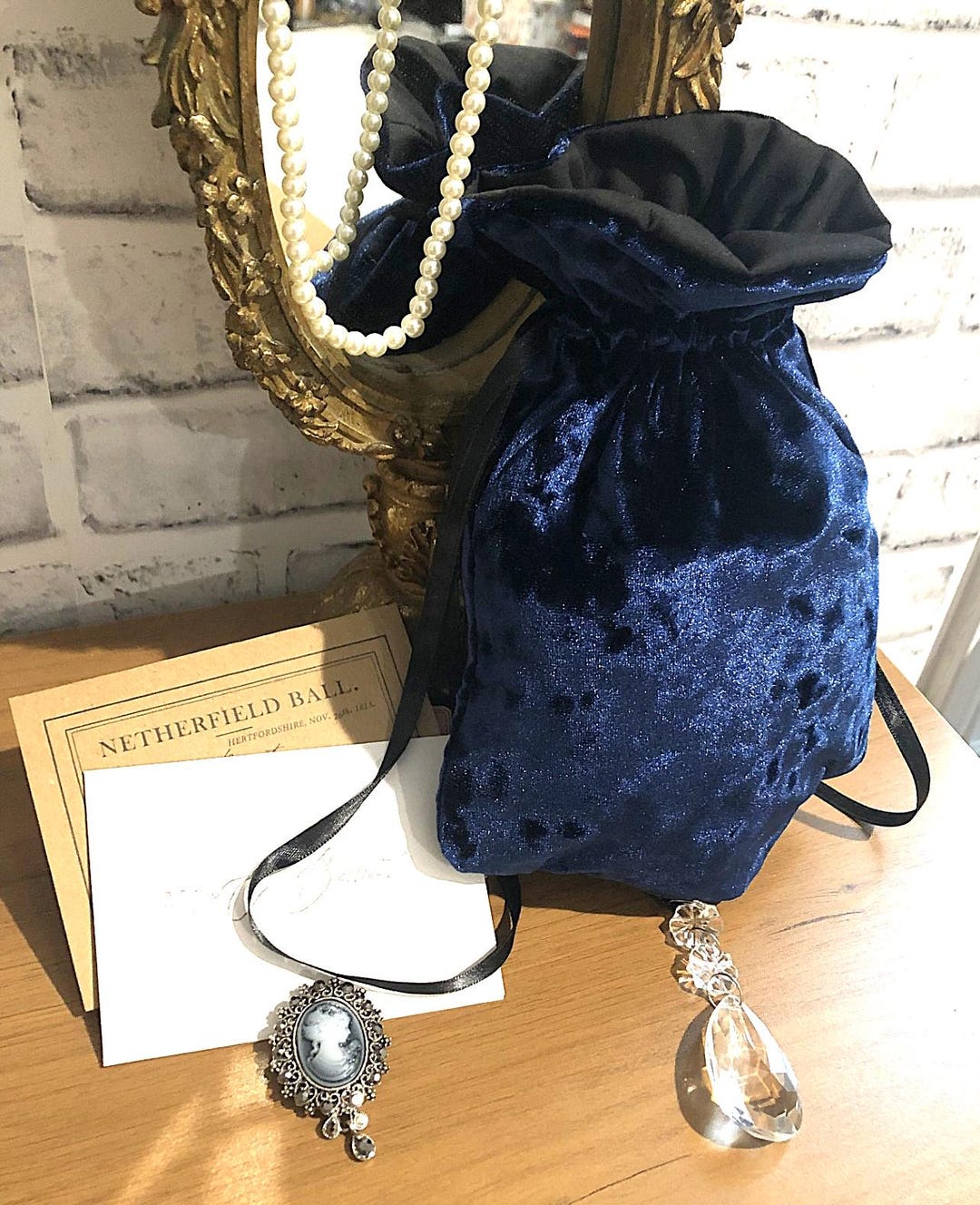 Regency Velvet Drawstring Purse: Jane Austen, Sanditon, Bridgerton ...