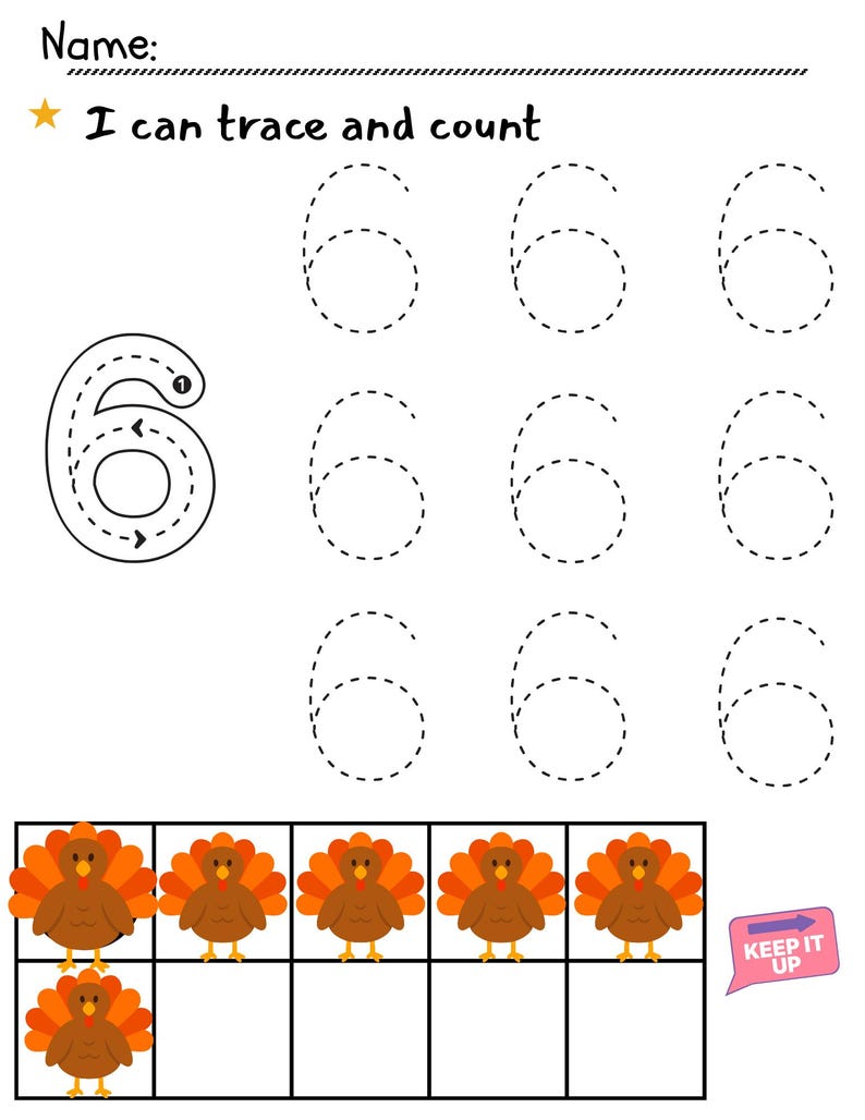 Thanksgiving Number Tracing Worksheet 1-10 (digital Download) - Etsy