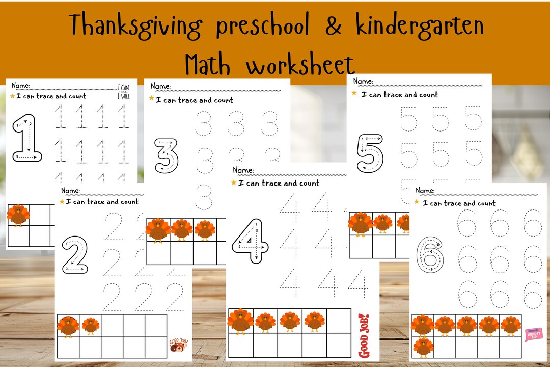 Thanksgiving Number Tracing Worksheet 1-10 (digital Download) - Etsy