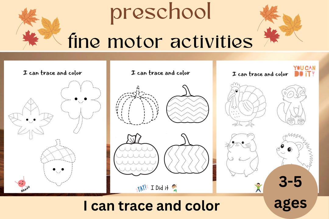 Thanksgiving Tracing and Coloring Worksheets, Fine Motor Skills ...