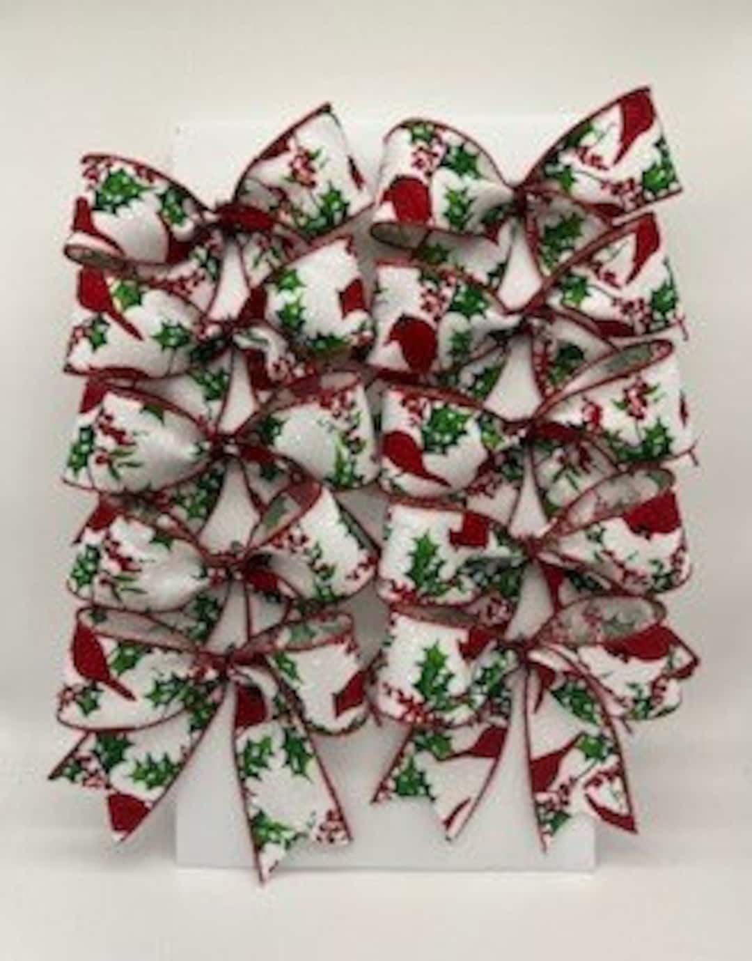 Christmas White Royal Burlap With Red Glitter Cardinal Bows /set 10 ...