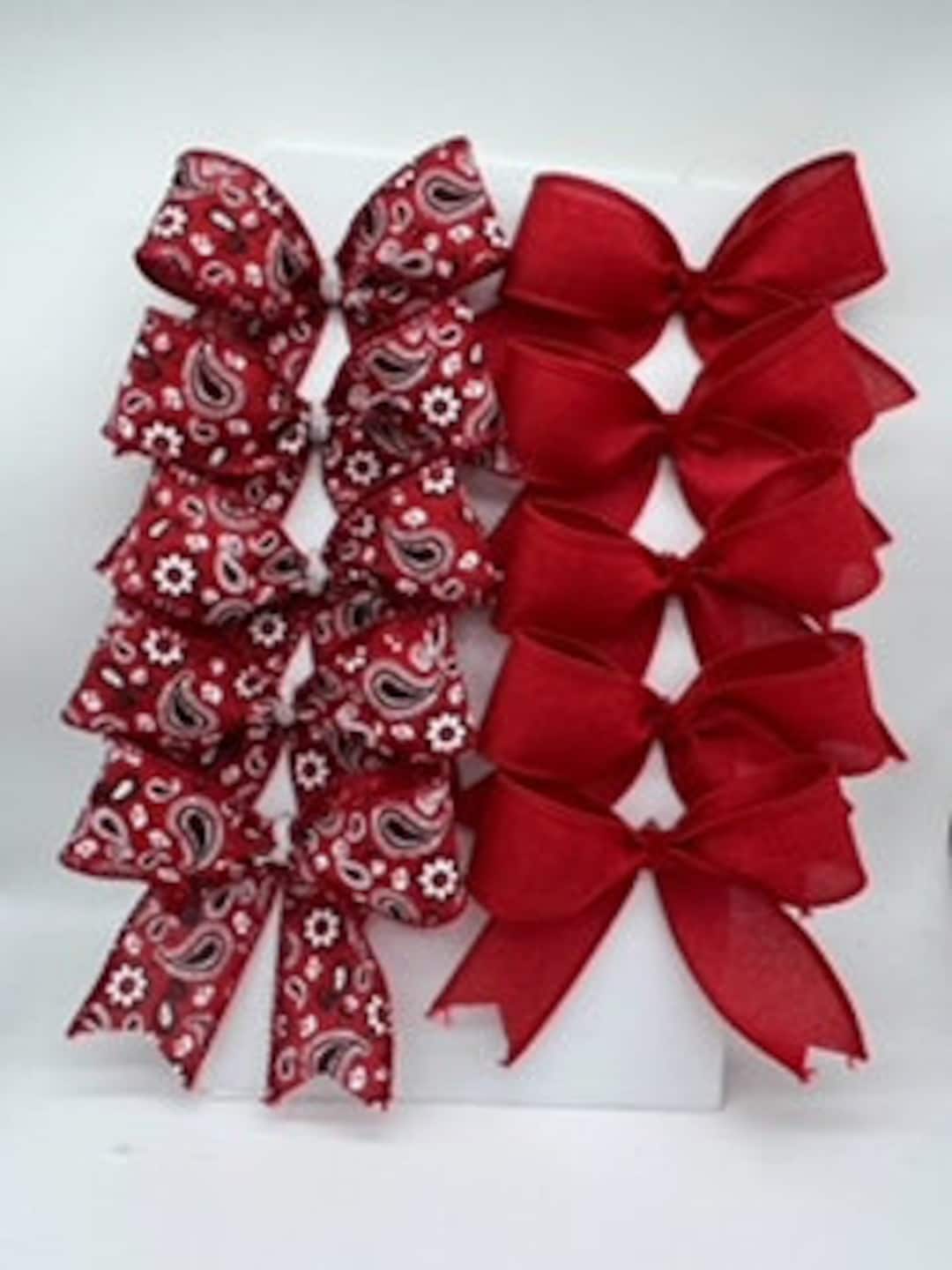 Decorative Tree Bows Red Bandana and Solid Red Mix Royal Burlap Bows ...