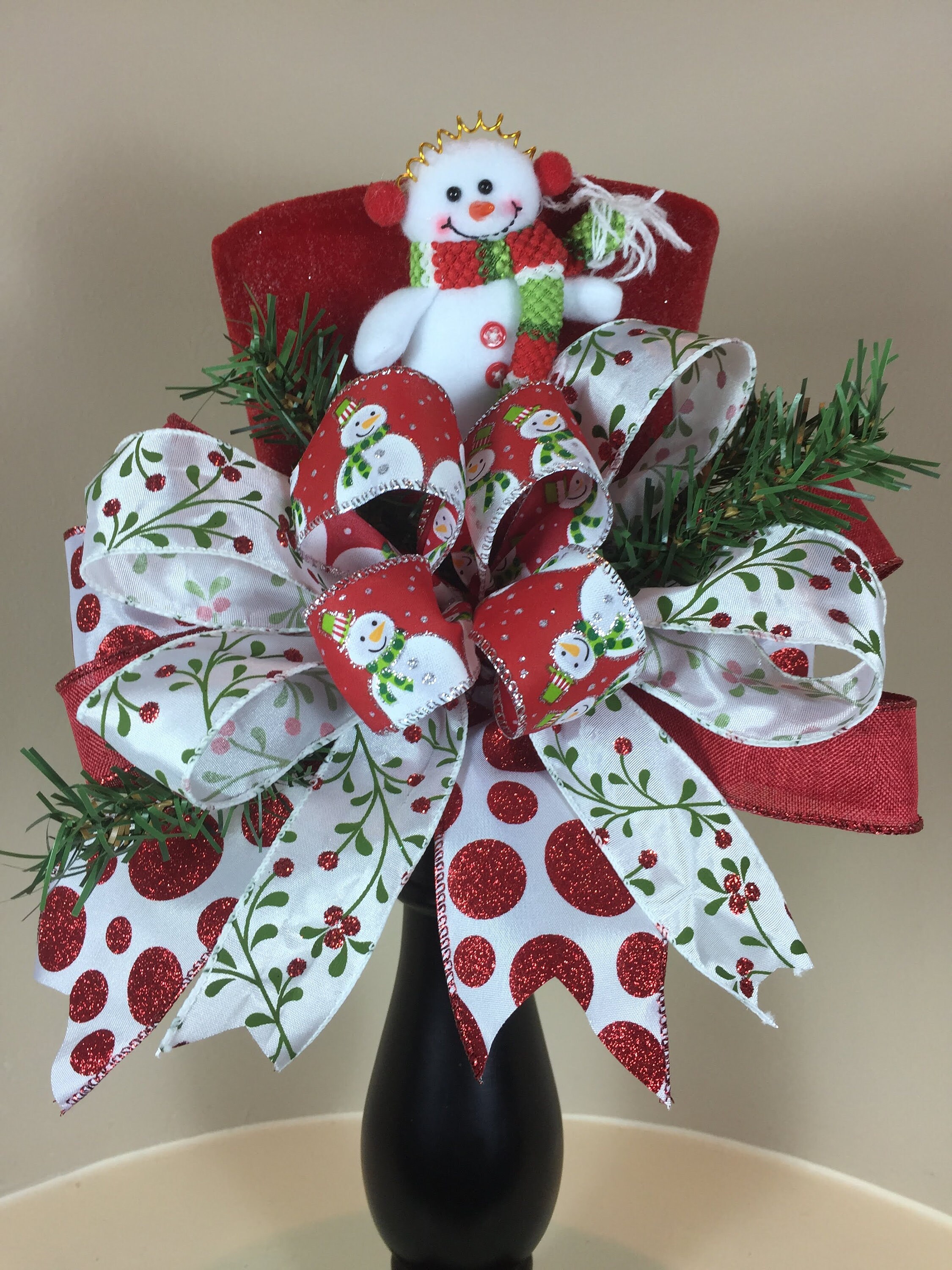 Snowman With a Red Stocking Cap and Green Scarf Top Hat - Etsy