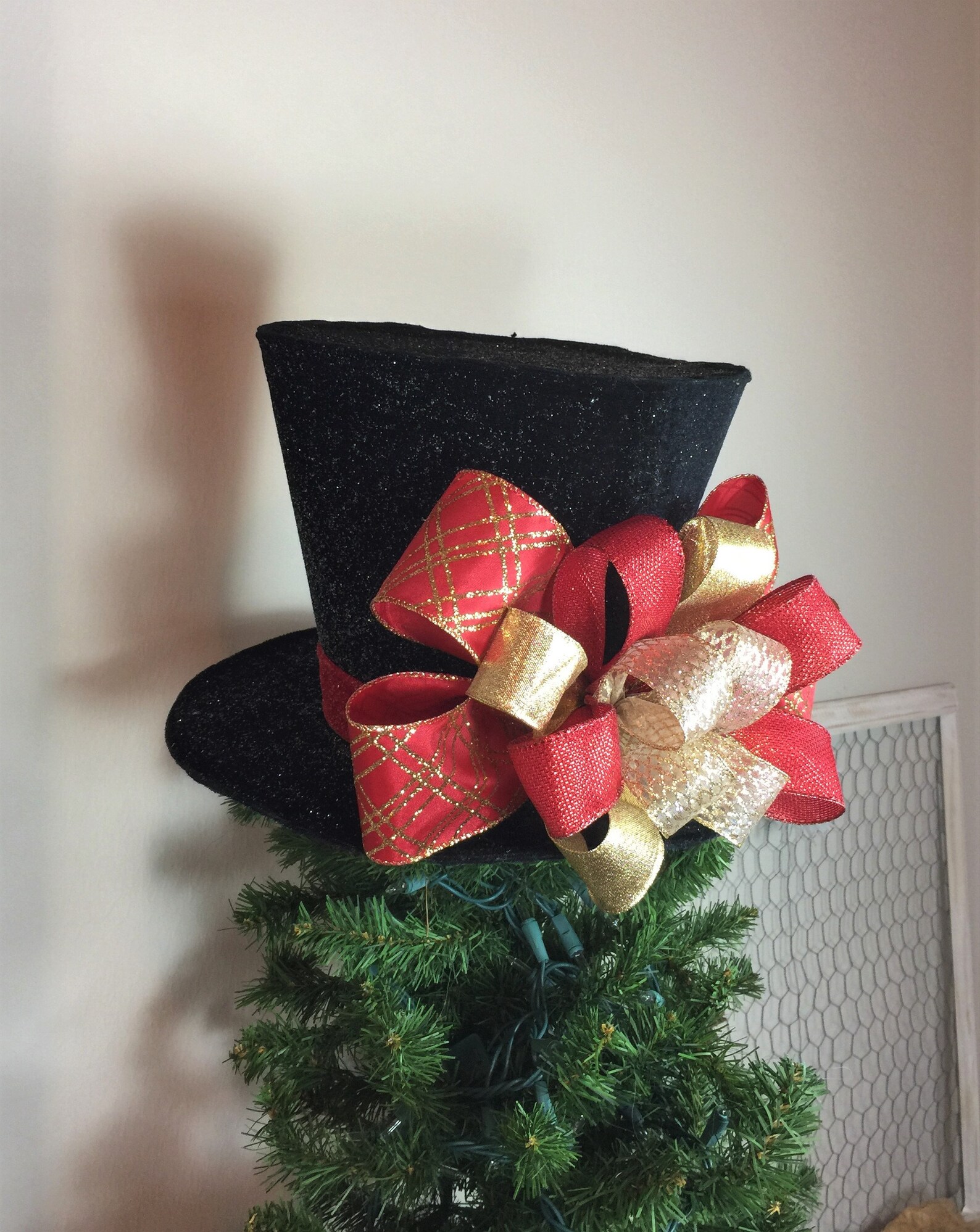 Black Top Hat Christmas Tree Topper - Etsy