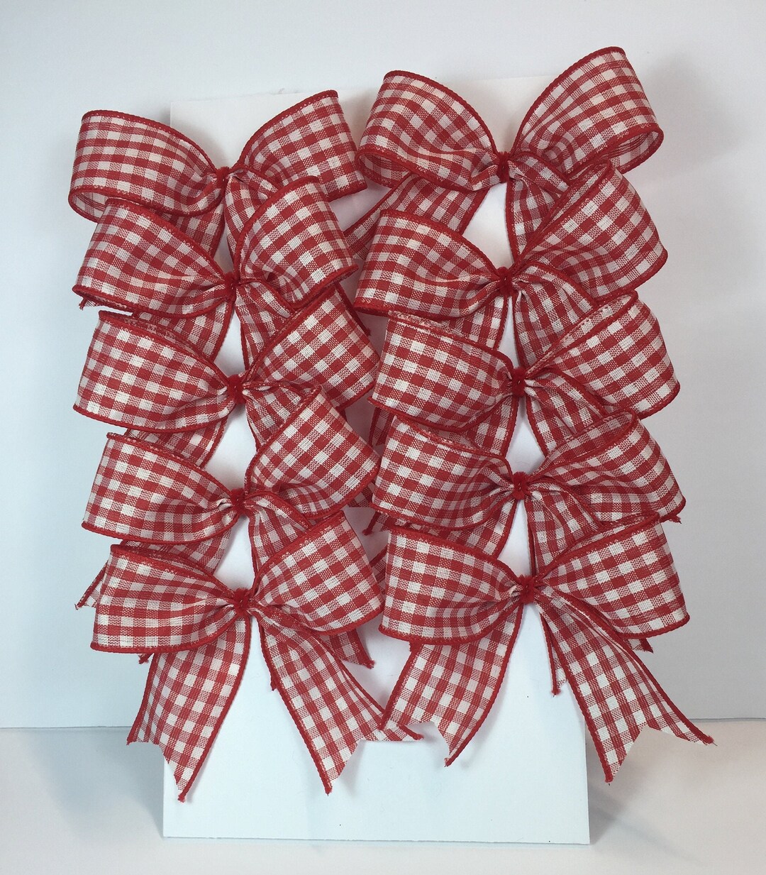 Red White Gingham Check Bows/ Set 10 Bows/ Treat Bag Bows/ July 4th ...