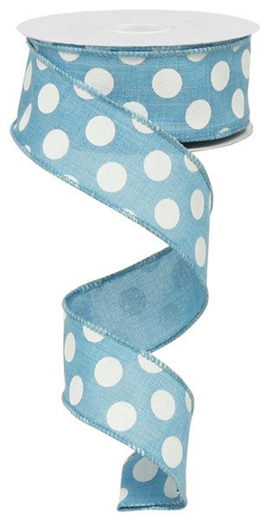 Turquoise With White Dots on Wired Royal Burlap in a Matching Edge 1 ...