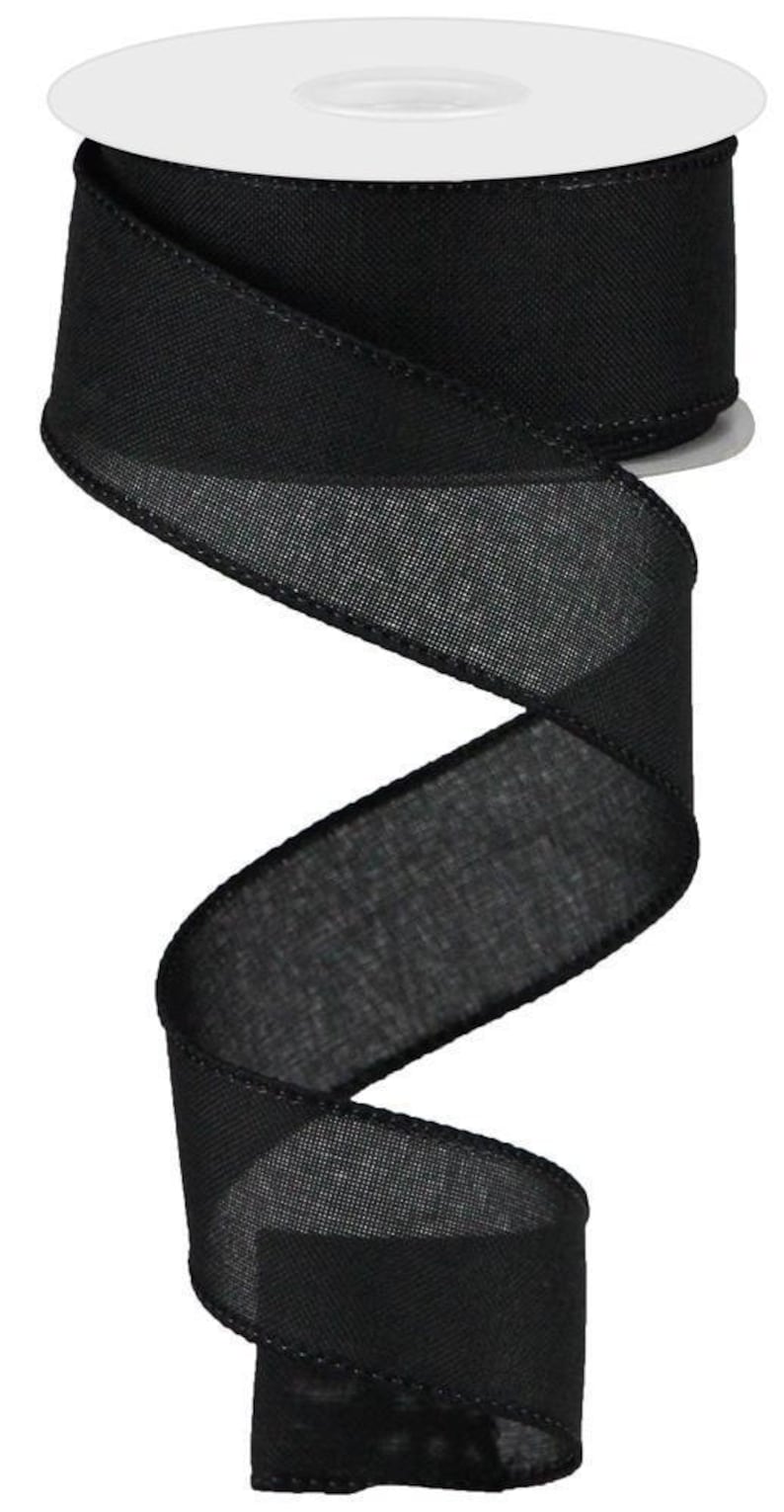 50 Yards Wired Ribbon Solid Black Royal Burlap 1.5" X 50 Yards Black ...
