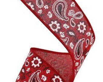Red White and Black Bandana Wired Ribbon on Royal Burlap | Etsy