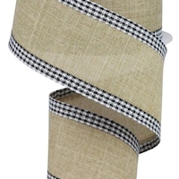 Tan Woven Check Wired With Drift Edge Ribbon 1.5 X 10 Yard Roll ...