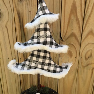 Large Black and White Buffalo Check Tree With Faux Fur Trim Decor - Etsy