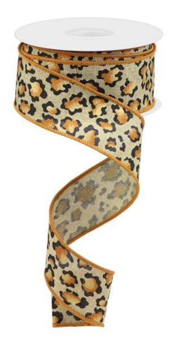 Leopard Animal Print Tan Black Rust and Metallic Gold Wired | Etsy