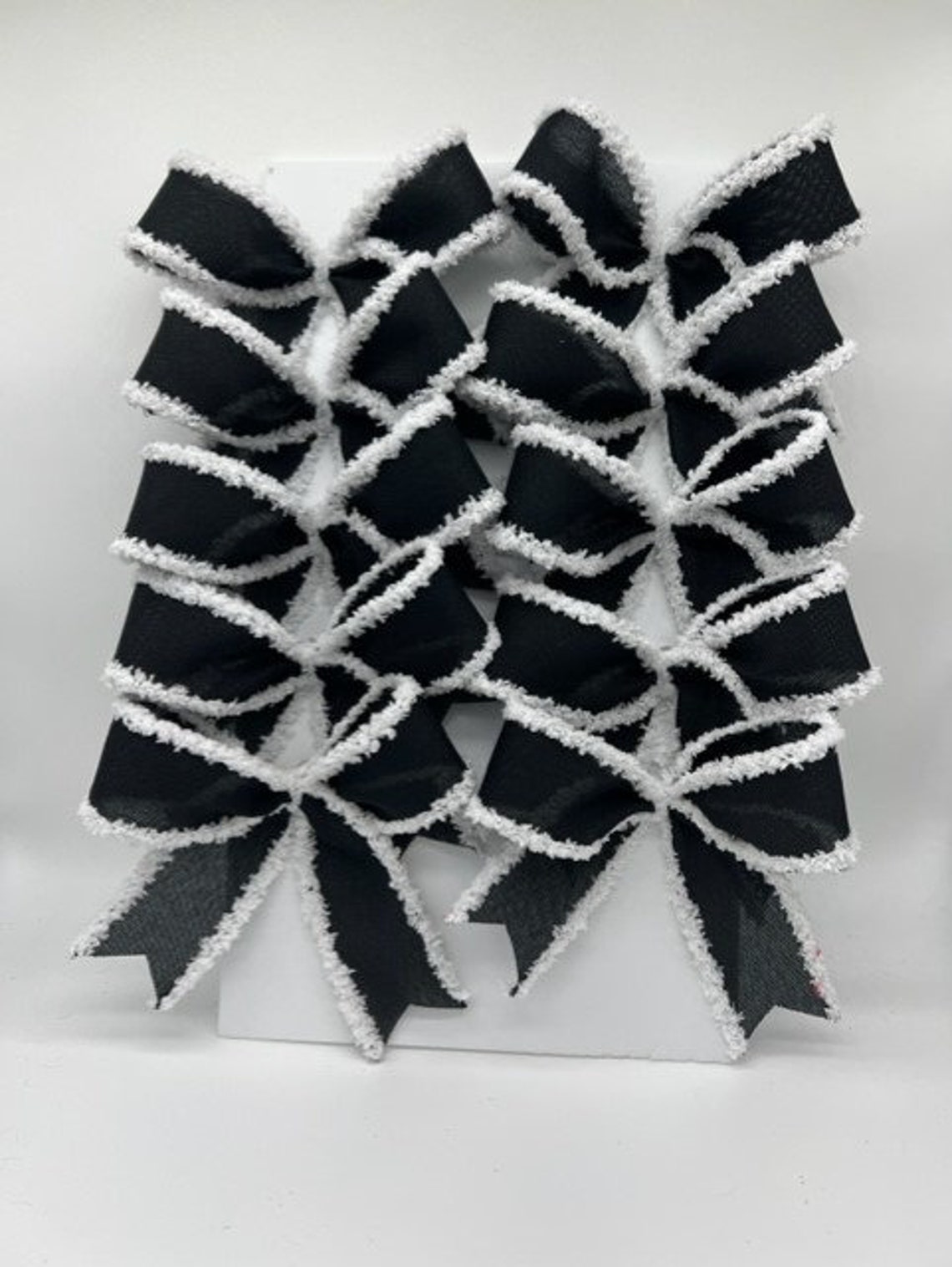 Christmas Tree Decorative Black Burlap Bows With White Drift Edge/ Set ...