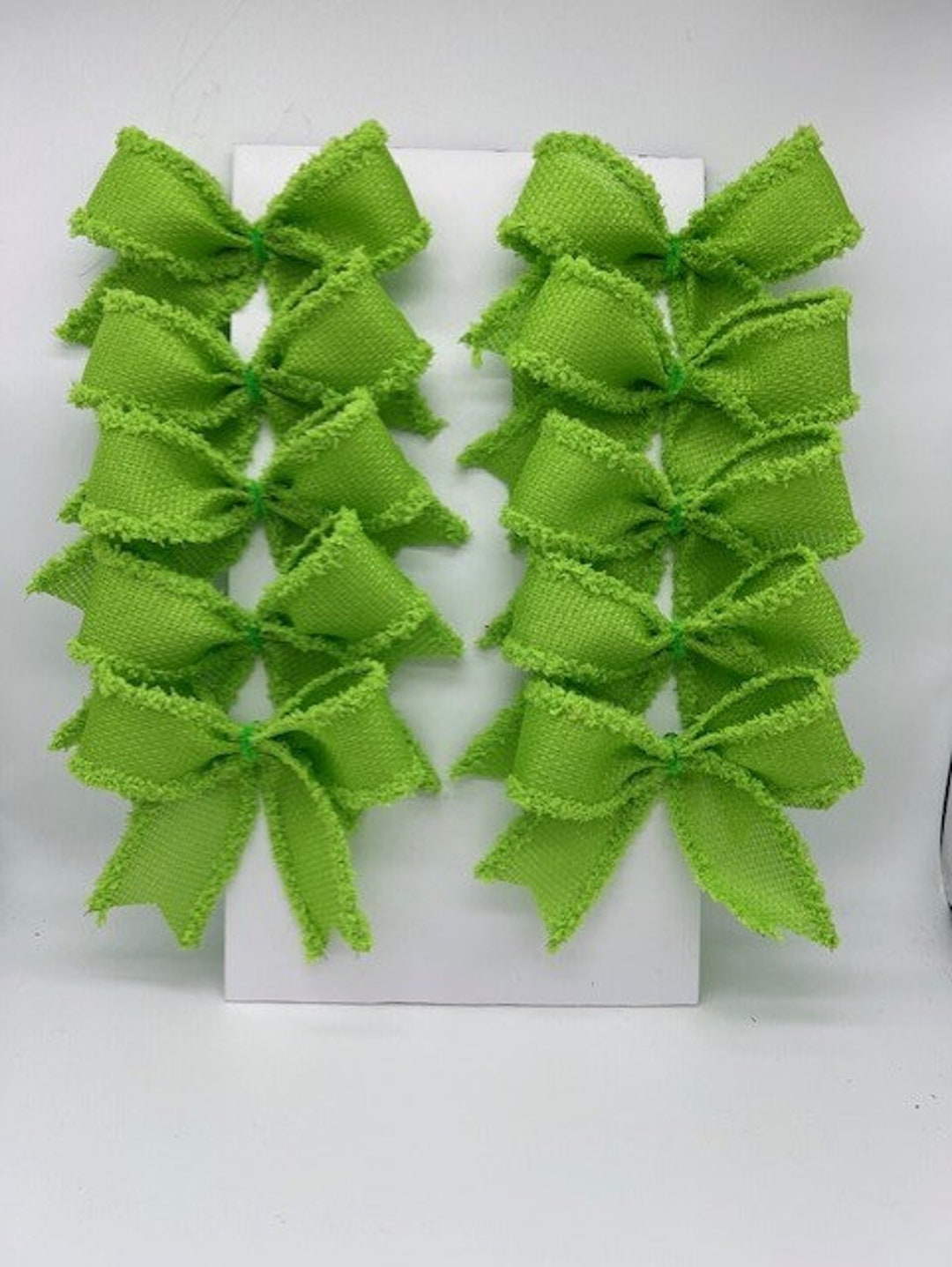 Spring Lime Green Cross Burlap Bows Decorative Set 10 Bows/ Seasonal ...