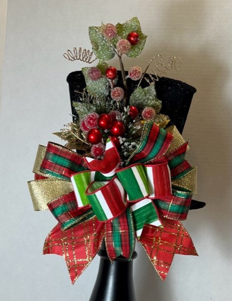 Christmas Tree Topper Black Top Hat Centerpiece Traditional - Etsy