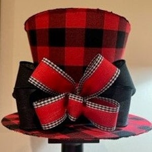 Buffalo Plaid Christmas Tree Top Hat Tree Topper - Etsy