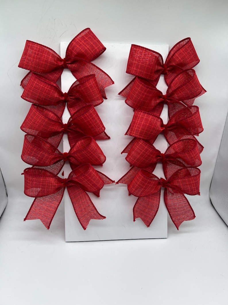 Decorative Red Basket Weave Pattern Burlap Bows/ Set 10 Bows/christmas ...