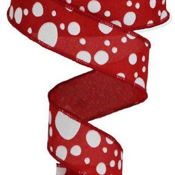 Red Polka Dot Wired Ribbon - Etsy