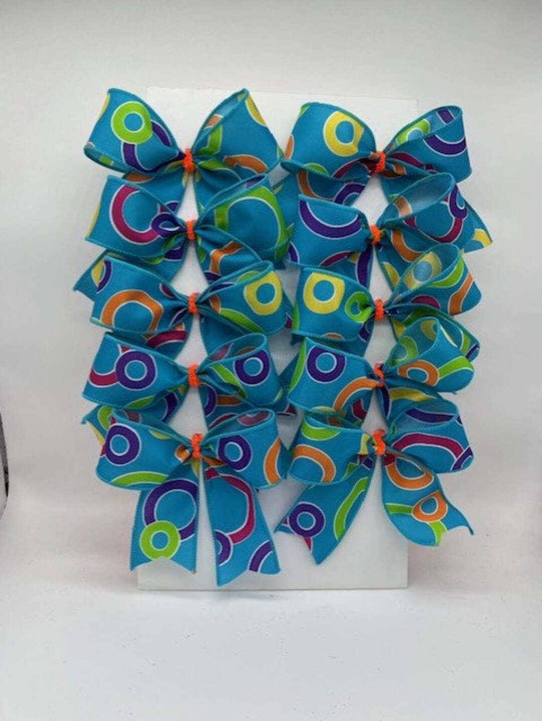 Aqua Blue Circle Tree Bow Ribbon/ Set 10 Bows/ Treat Bag Bows/ Package ...