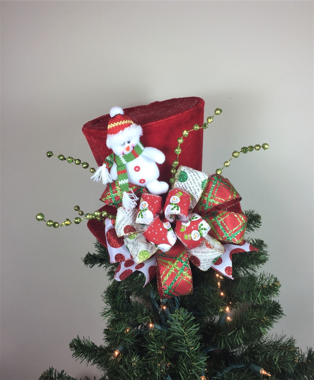 Snowman Top Hat Christmas Tree Topper - Etsy