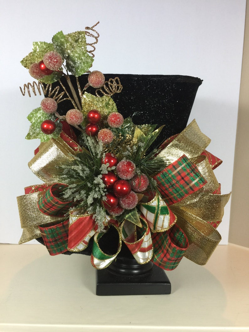 Christmas Tree Topper Black Top Hat Centerpiece Traditional - Etsy