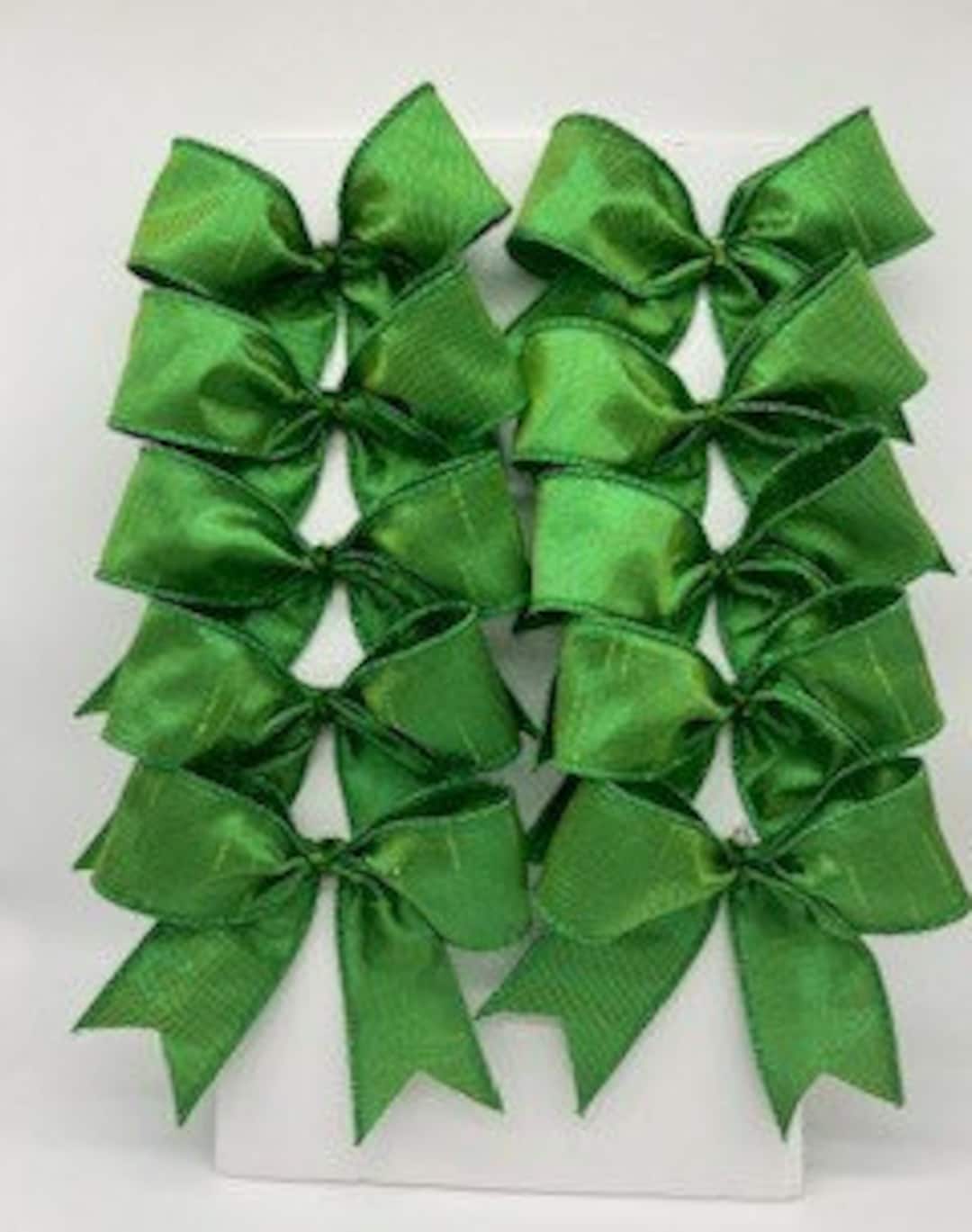 Christmas Lime Green Faux Diponio Bows With Blue Flashes Set 10 Bows ...