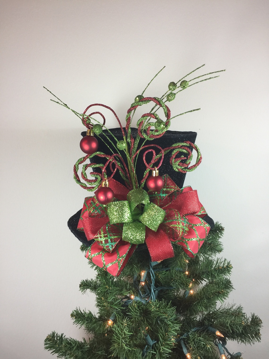 Christmas Tree Topper Black Top Hat Tree Topper Centerpiece - Etsy