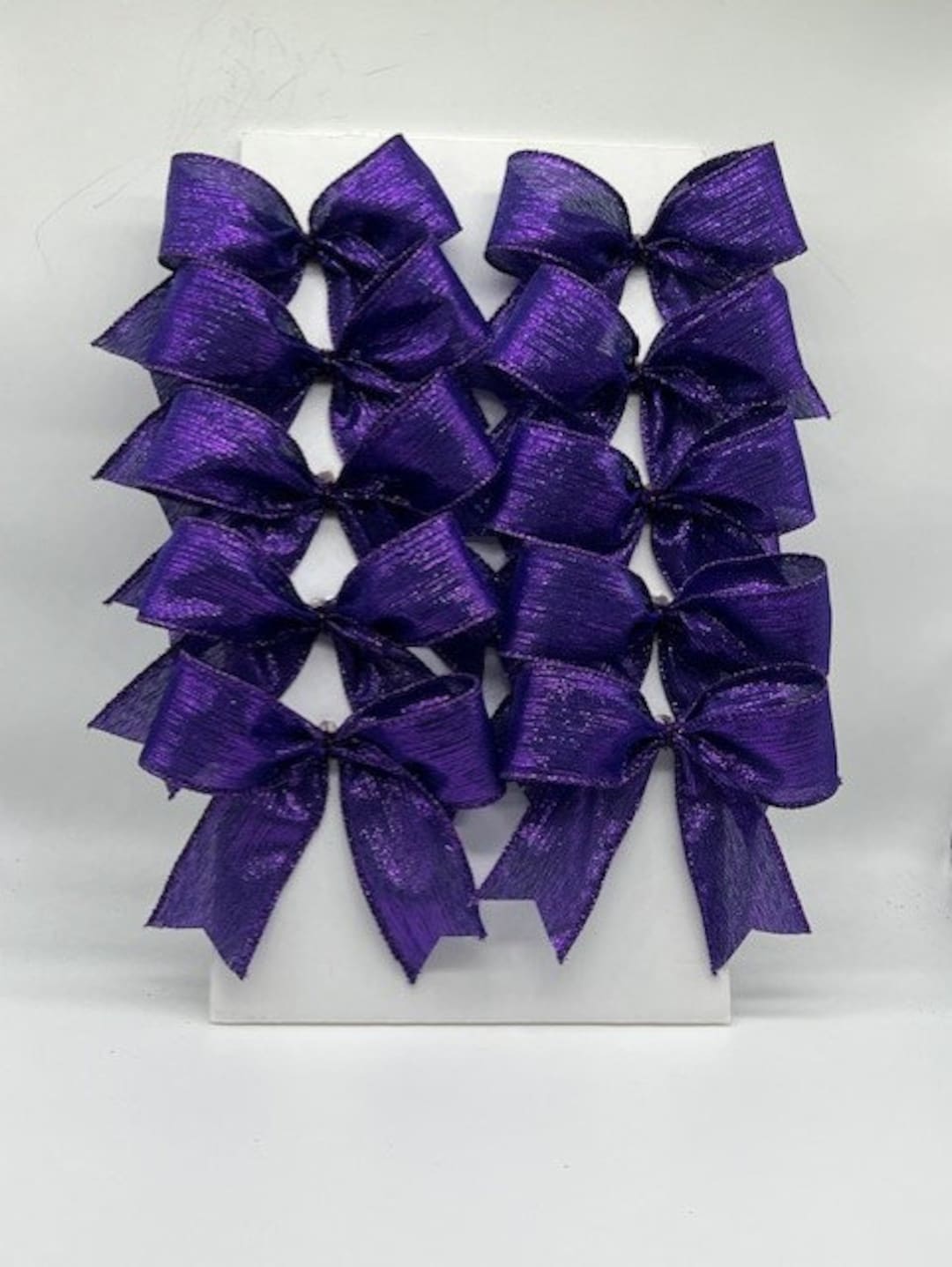 Decorative Shiny Purple Metallic Ribbon Bows/ Set 10 Bows/ Mardi Gras ...