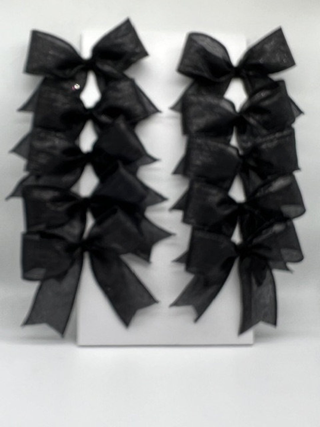 Decorative Shiny Black Metallic Ribbon Bows/ Set 10 Bows/ Christmas ...