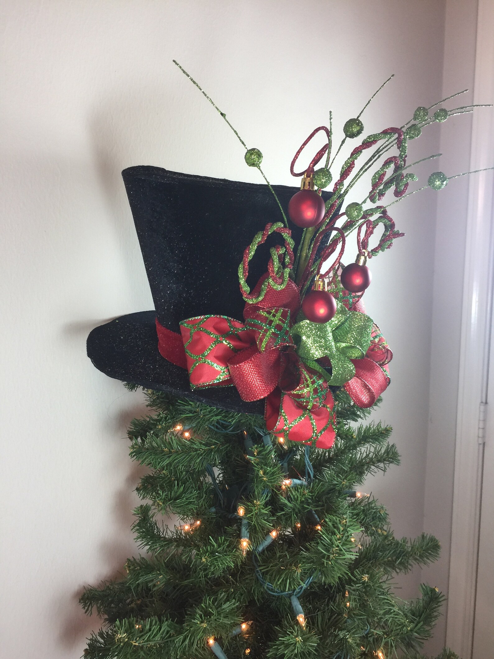 Christmas Tree Topper Black Top Hat Tree Topper Centerpiece - Etsy
