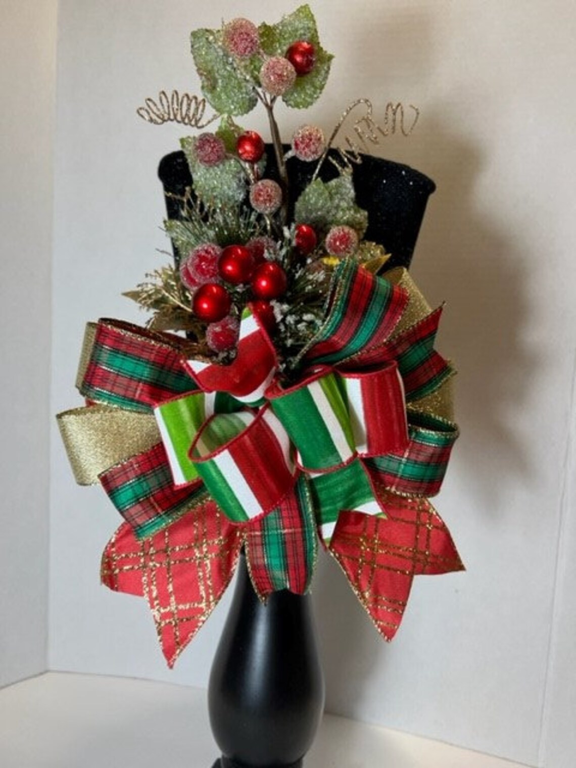 Christmas Tree Topper Black Top Hat Centerpiece Traditional - Etsy
