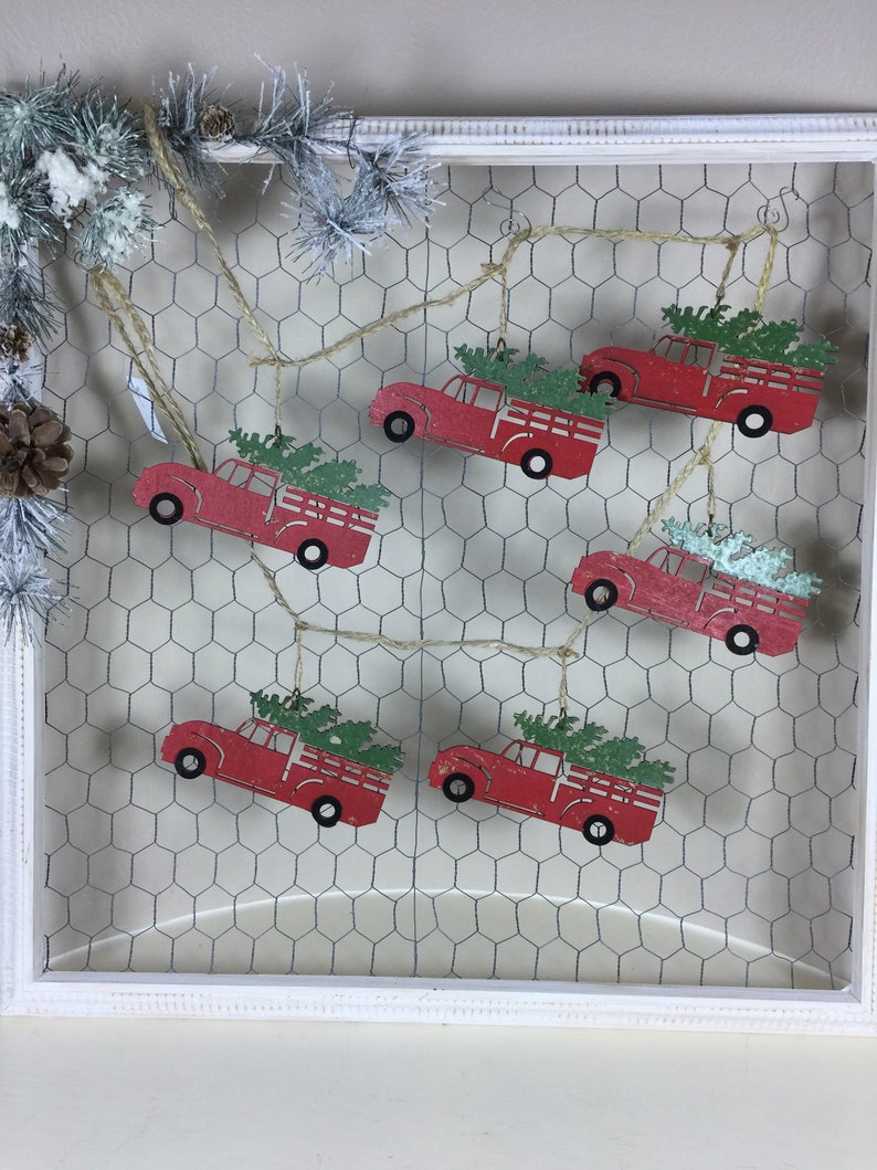 Little Red Truck With Christmas Tree in Back 54 Garland - Etsy