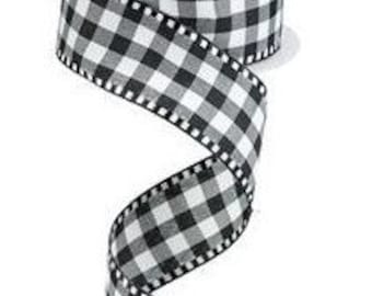 Red and Black Gingham Check Wired Ribbon 1.5 x 10 | Etsy