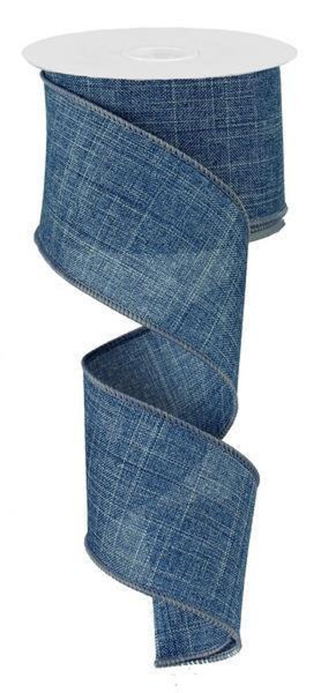 Denim Blue Solid Wired Ribbon Royal Burlap 2.5" X 10 Yards Matching ...