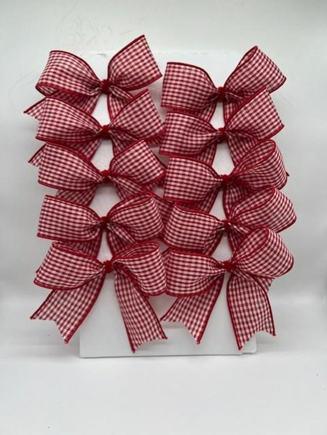 Red White Micro Mini Gingham Check Bows/ Set 10 Bows/ Treat Bag Bows ...