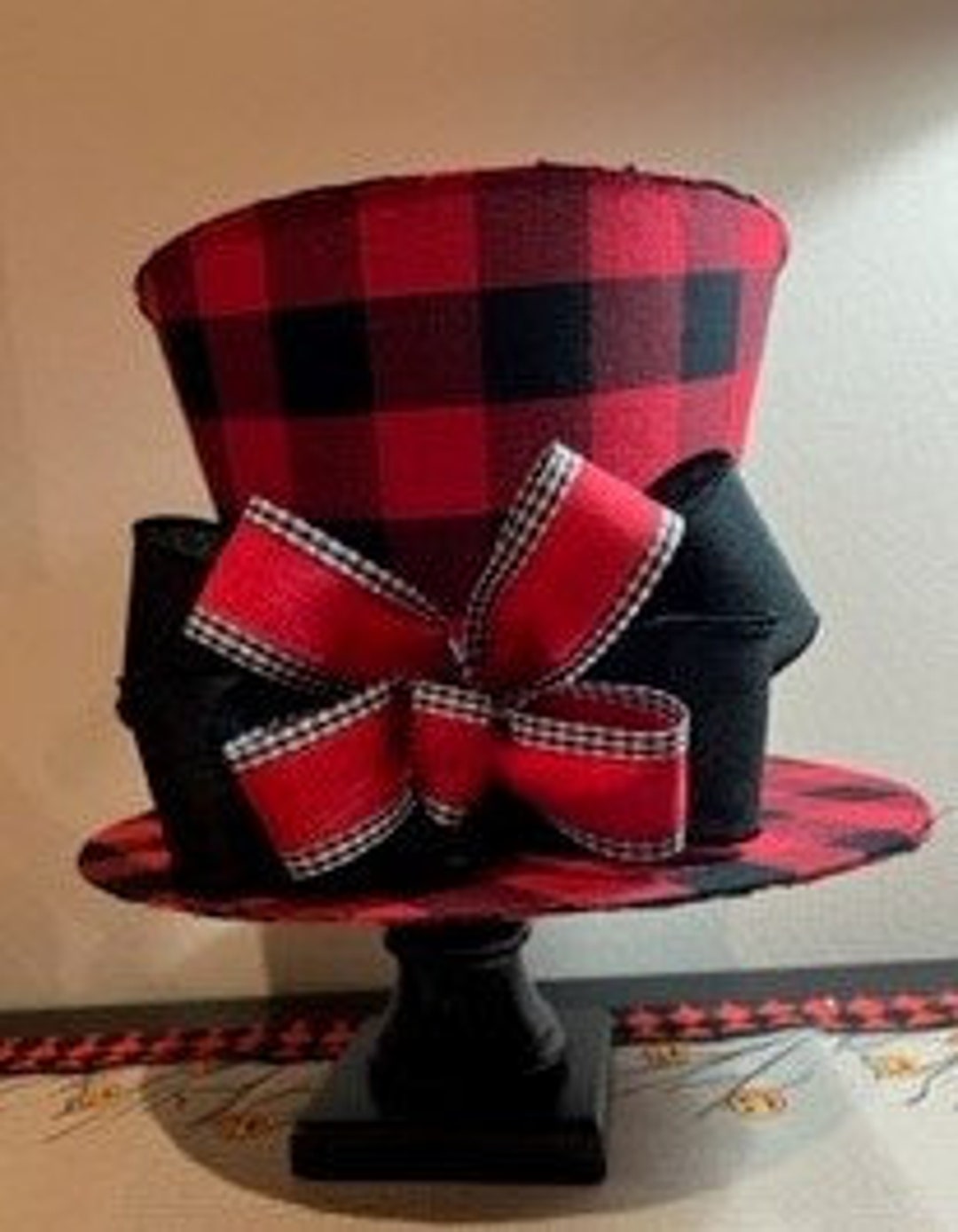 Buffalo Plaid Christmas Tree Top Hat Tree Topper - Etsy