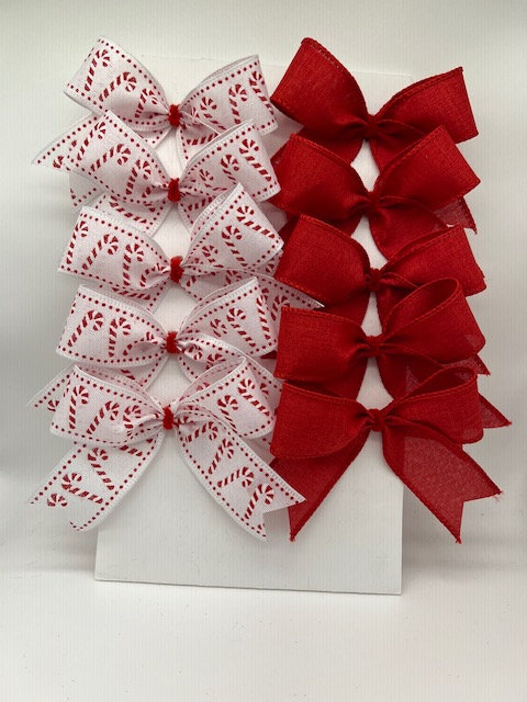 Decorative Handmade Christmas Tree Bows Red and White Glittered Dancing ...
