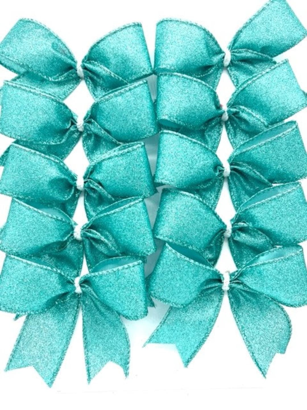 Ice Blue Shimmer Glittered Ribbon Tree Bow/ Set 10 Bows/ Treat Bag Bows ...