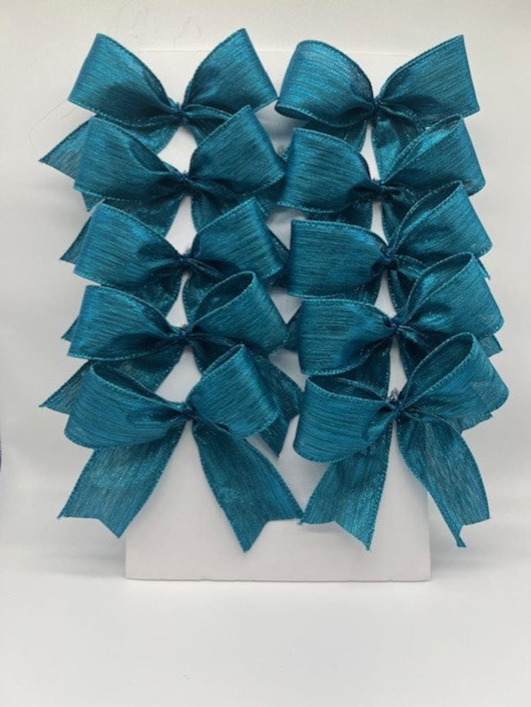Decorative Shiny Turquoise Metallic Ribbon Bows/ Set 10 Bows/ Christmas ...