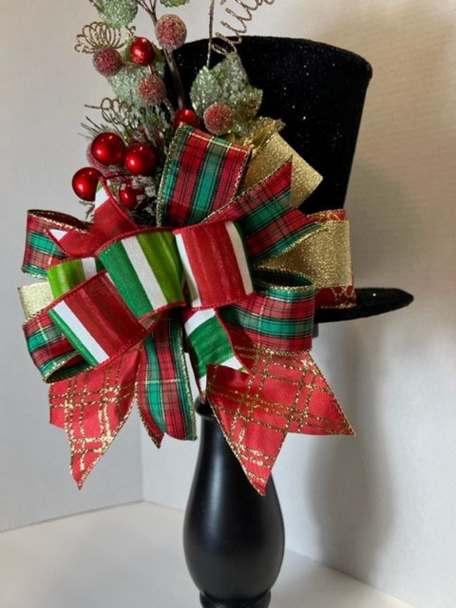 Christmas Tree Topper Black Top Hat Centerpiece Traditional - Etsy