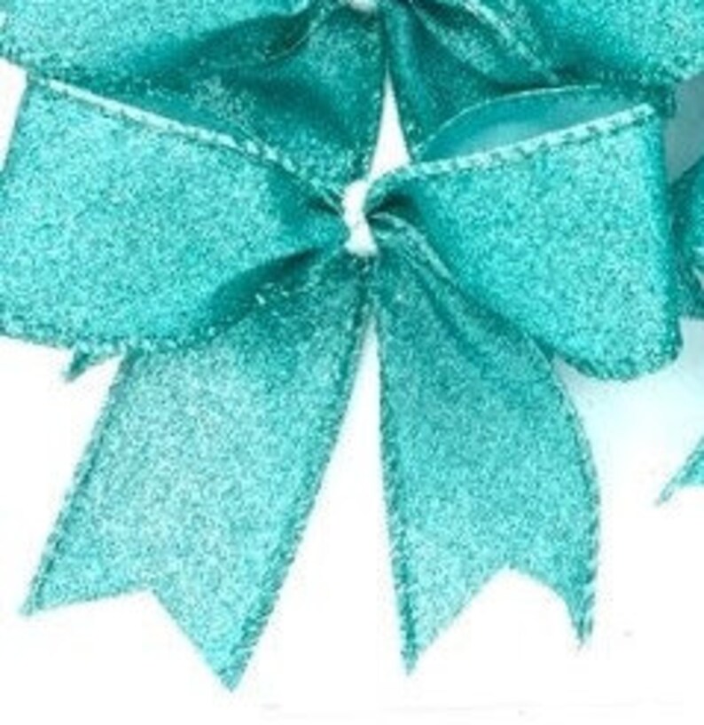 Ice Blue Shimmer Glittered Ribbon Tree Bow/ Set 10 Bows/ Treat Bag Bows ...