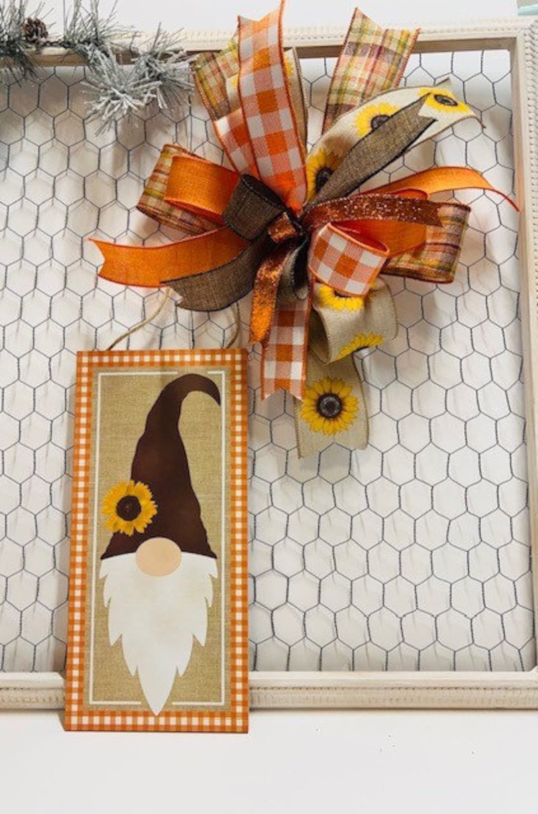 Fall Bow Set Gnome Sign With Matching Large Bow Wood MDF Sign - Etsy
