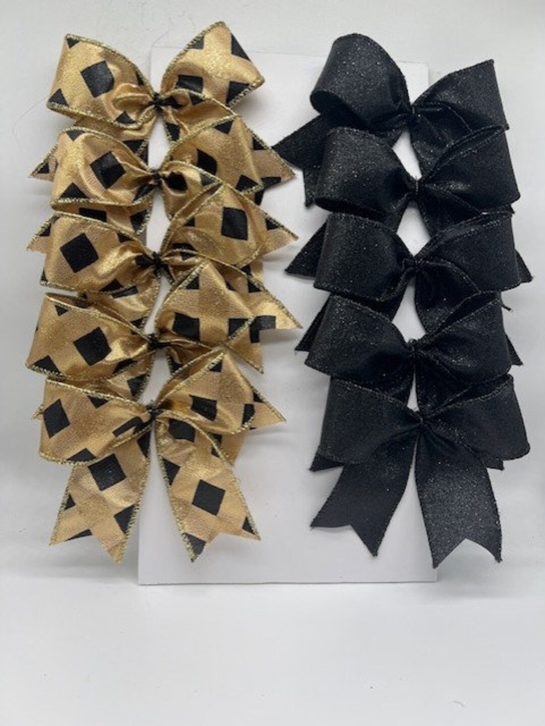 Split Black and Gold Glittered Harlequin and Black Shimmer Set of 10 ...