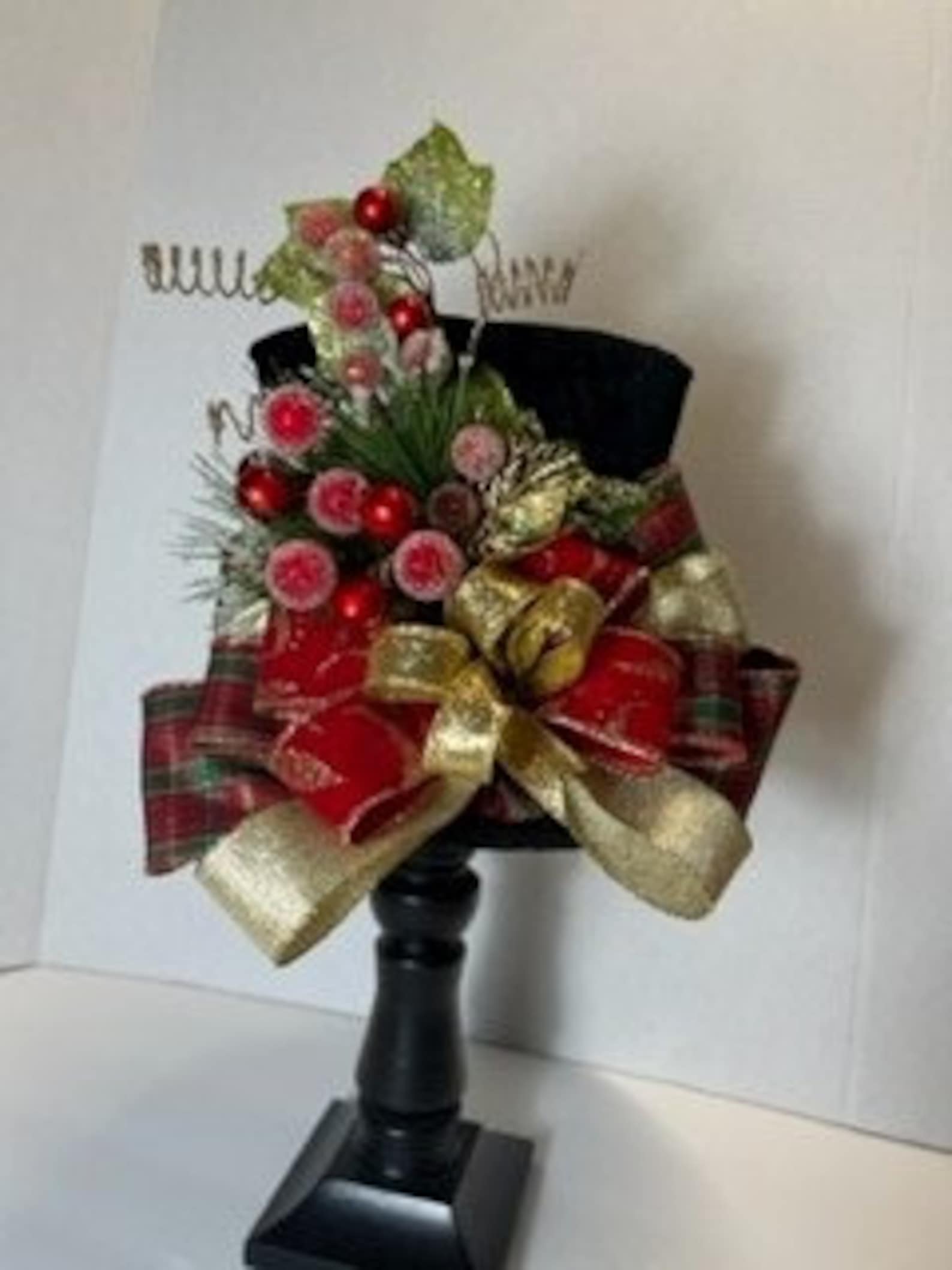 Christmas Tree Topper Black Top Hat Centerpiece Traditional - Etsy