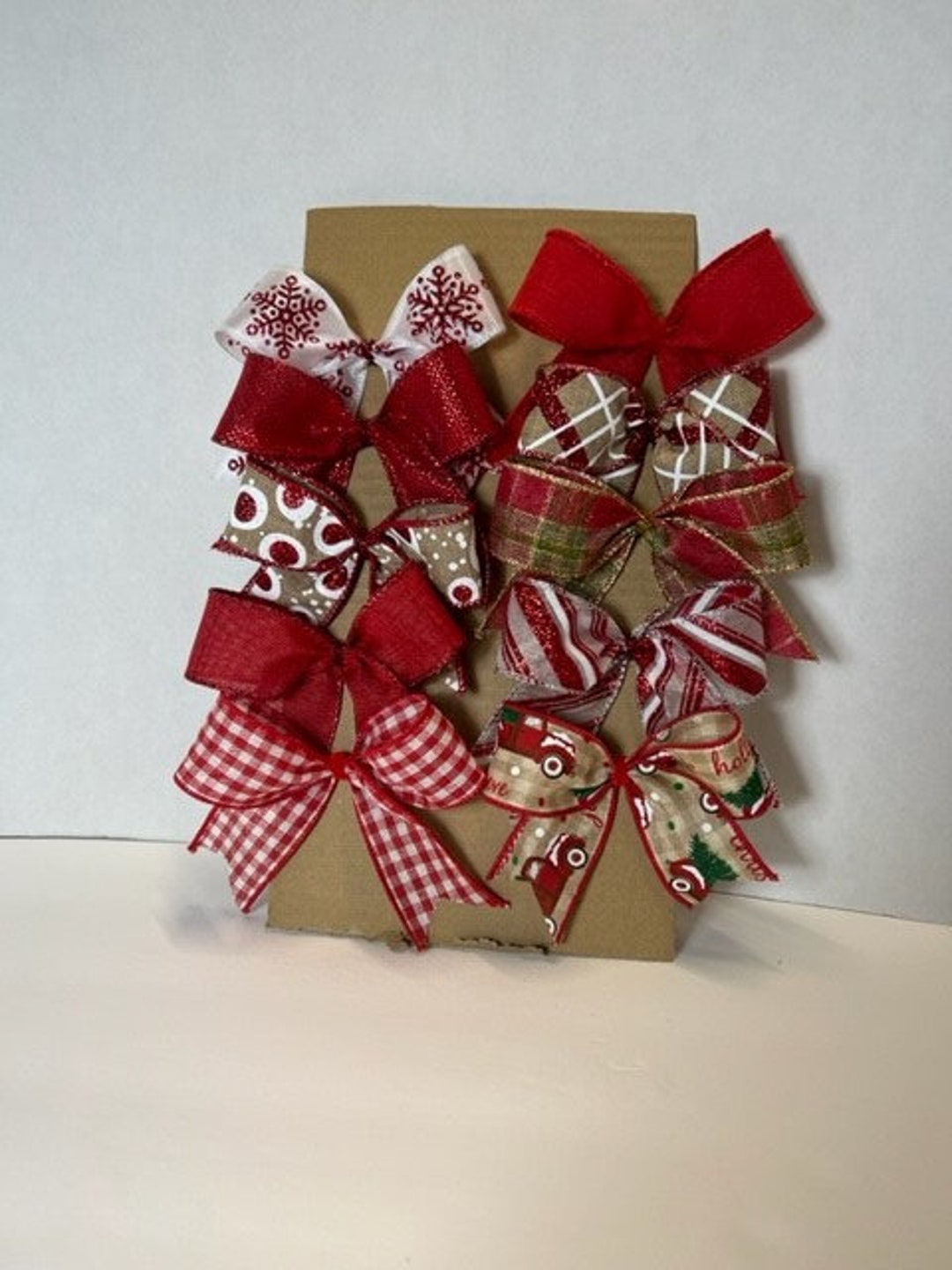 Christmas Tree Bows Assorted Red Decorative Royal Burlap Bows/ Set 10 ...