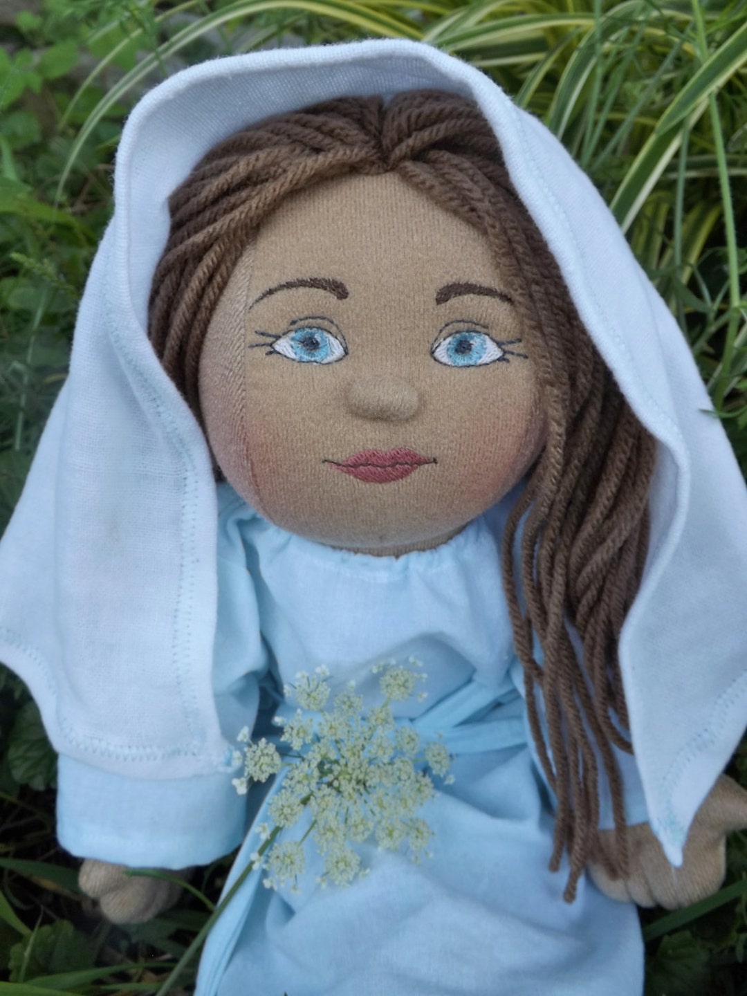 Blessed Virgin Mary Ave Maria Cloth Doll: 18" Handmade Plush, Catholic ...