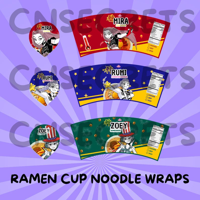 Kpop Demon Hunters Ramen Cup Noodle Labels Ramyeon Cosplay Party ...