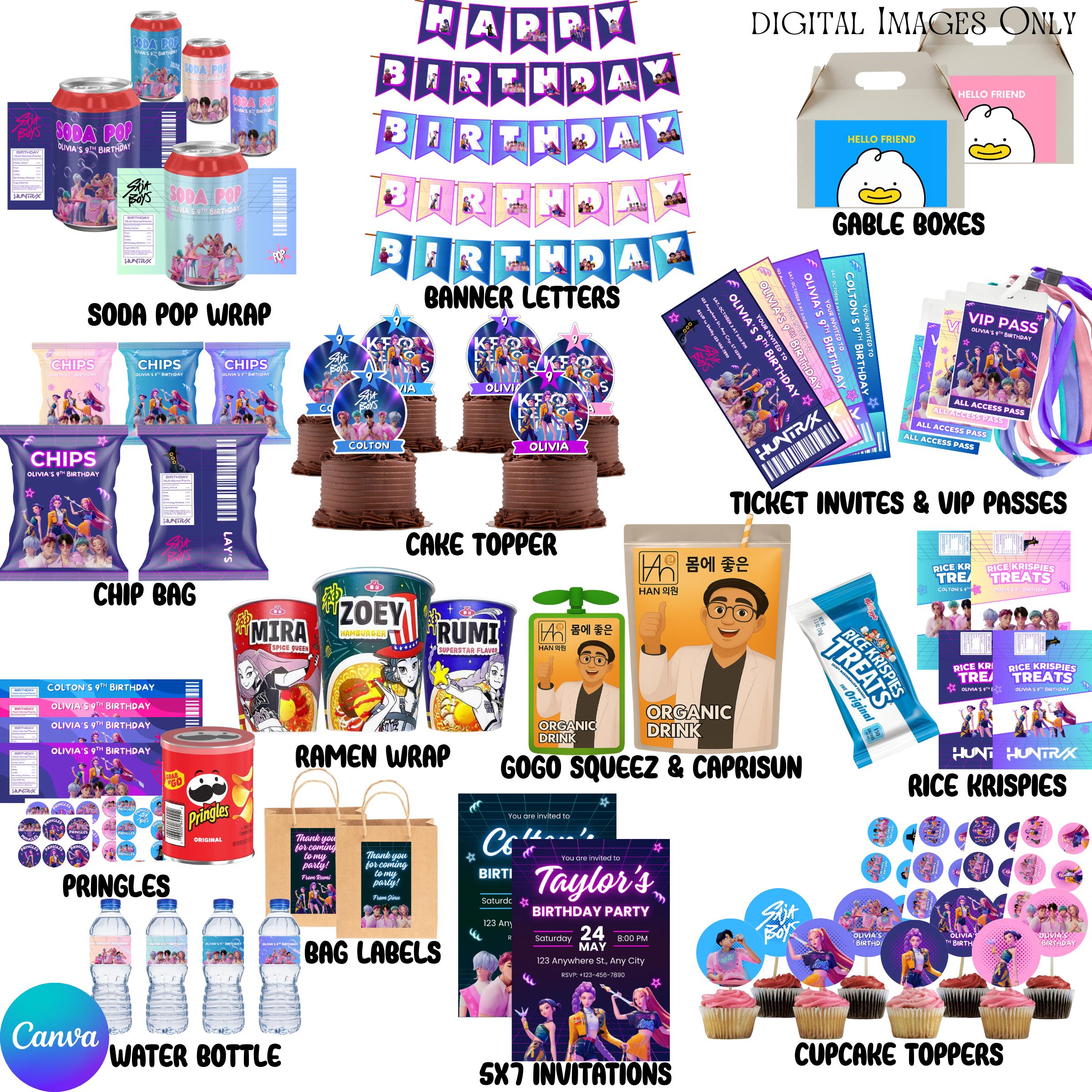 Kpop Demon Hunters Bundle Invitation Gogo Squeez Caprisun Juice Label ...